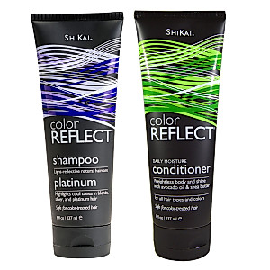 Shikai Color Reflect Platinum Shampoo and Shikai Color Reflect Daily Moisture Conditioner Bundle With Blue Malva, Avocado Oil, Panthenol (Provitamin B5) and Shea Butter, 8 fl. oz. each