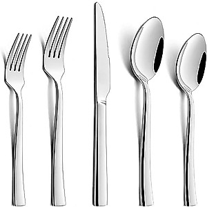 60-Piece Silverware Set, Stainless Steel Flatware Set for 12, Food-Grade Tableware Cutlery Set, Utensil Sets for Home Restaurant, Mirror Finish, Dishwasher Safe