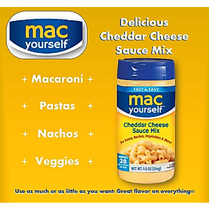 Mac Yourself | Delicious Cheddar Cheese Sauce Mix | Perfect Cheese Powder for Macaroni, Nachos, Veggies and More | 9.3 oz