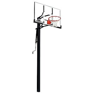 Silverback 54" In-Ground Height Adjustable Basketball System with Tempered Glass Backboard, Pro-Style Breakaway Rim, and Backboard Pad
