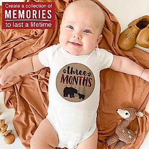 16 Monthly Baby Milestone Stickers Boy - Lumberjack Baby Monthly Milestone Stickers for Baby Boy, Milestone Baby Monthly Stickers, Baby Month Stickers for Baby Photo Props, Monthly Baby Stickers Boy