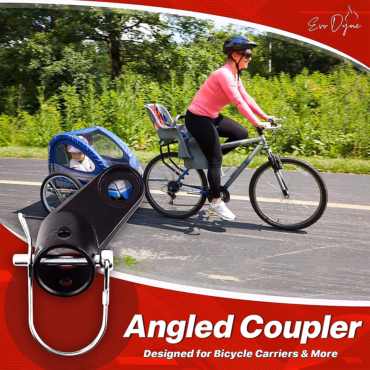Angled Bike Trailer Hitch Attachment | Compatible with Instep and Schwinn Bike Trailers, Bike Coupler for a Wide Range of Bicycle Carriers, Trailer Sizes, Models, and Styles