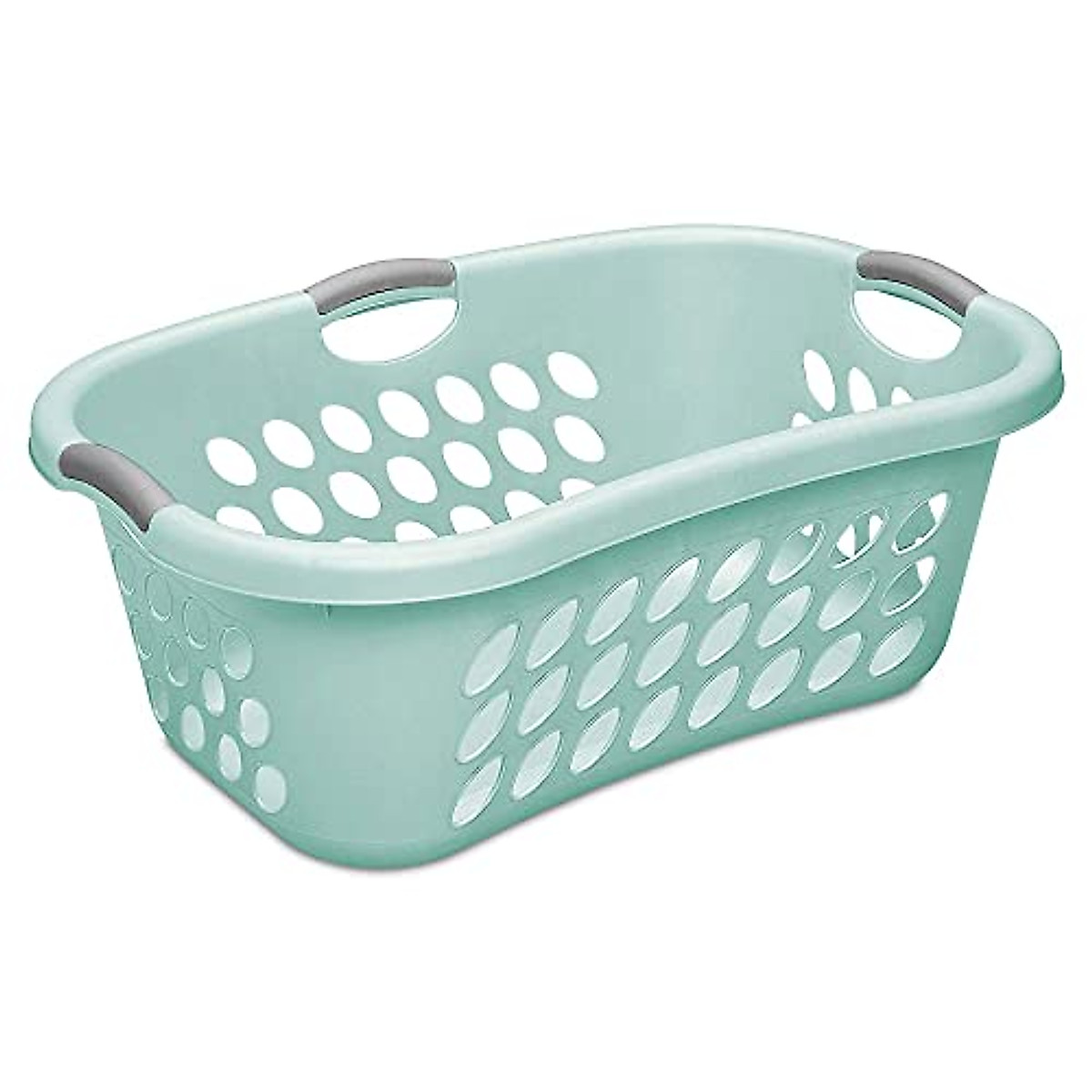 Sterilite Ultra HipHold 1.25 Bushel Plastic Stackable Clothes Laundry Basket Bin with Reinforced Rim and Ventilation Holes, Aqua Blue (12 Pack)