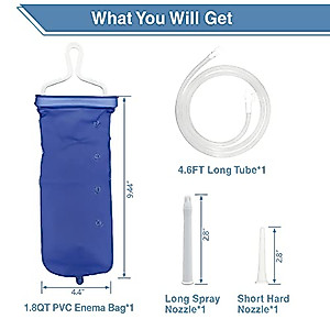 TopQuaFocus 1.8Quart Enema Bag Kit Home Coffee Enema Bag Kit for Colon Cleansing Portable Enema Bag for Colonic Cleanse 4.59 FT Hose