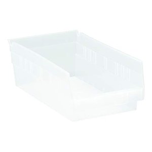 QUANTUM STORAGE SYSTEMS K-QSB102CL-10 10-Pack Plastic Shelf Bin Storage Containers, 11-5/8" x 6-5/8" x 4", Clear