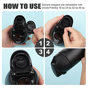 2pcs Replacement Stopper Cap Compatible with Owala Freesip 24oz 32oz, with 4 Reusable Replacement Plastic Straws 1 Cleaning Brush Seal Water Bottle Top Lid Accessories