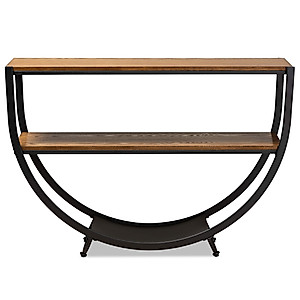 Baxton Studio Blakes Rustic Industrial Style Antique Textured Metal Distressed Wood Console Table, Black