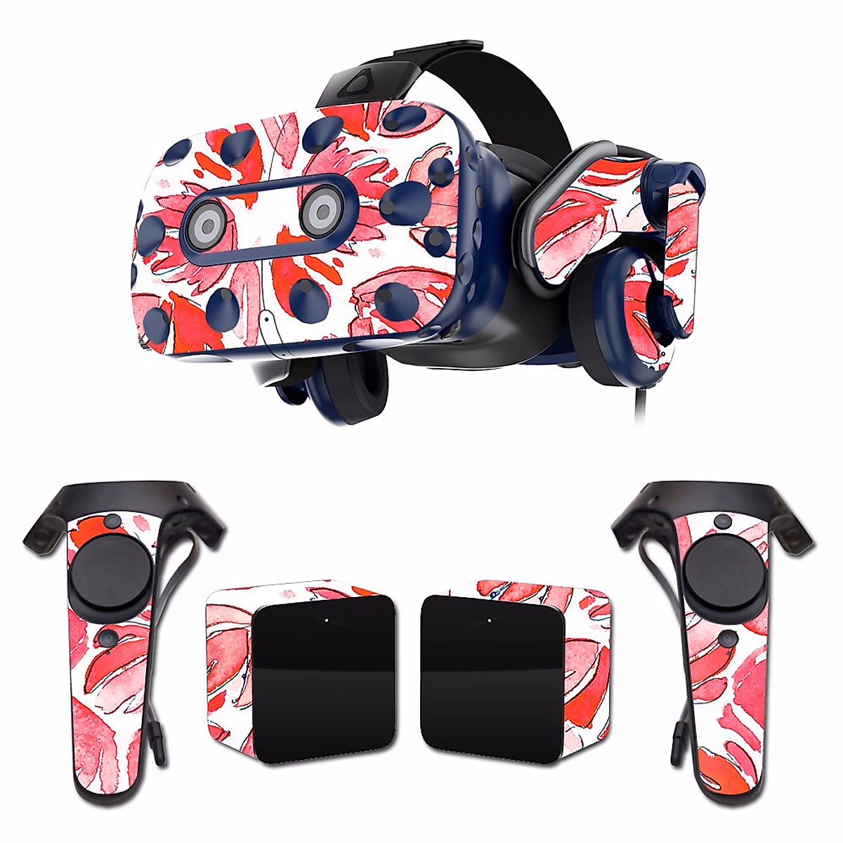 MightySkins Skin Compatible with HTC Vive Pro VR Headset - Red Petals | Protective, Durable, and Unique Vinyl Decal wrap Cover | Easy to Apply, Remove, and Change Styles | Made in The USA