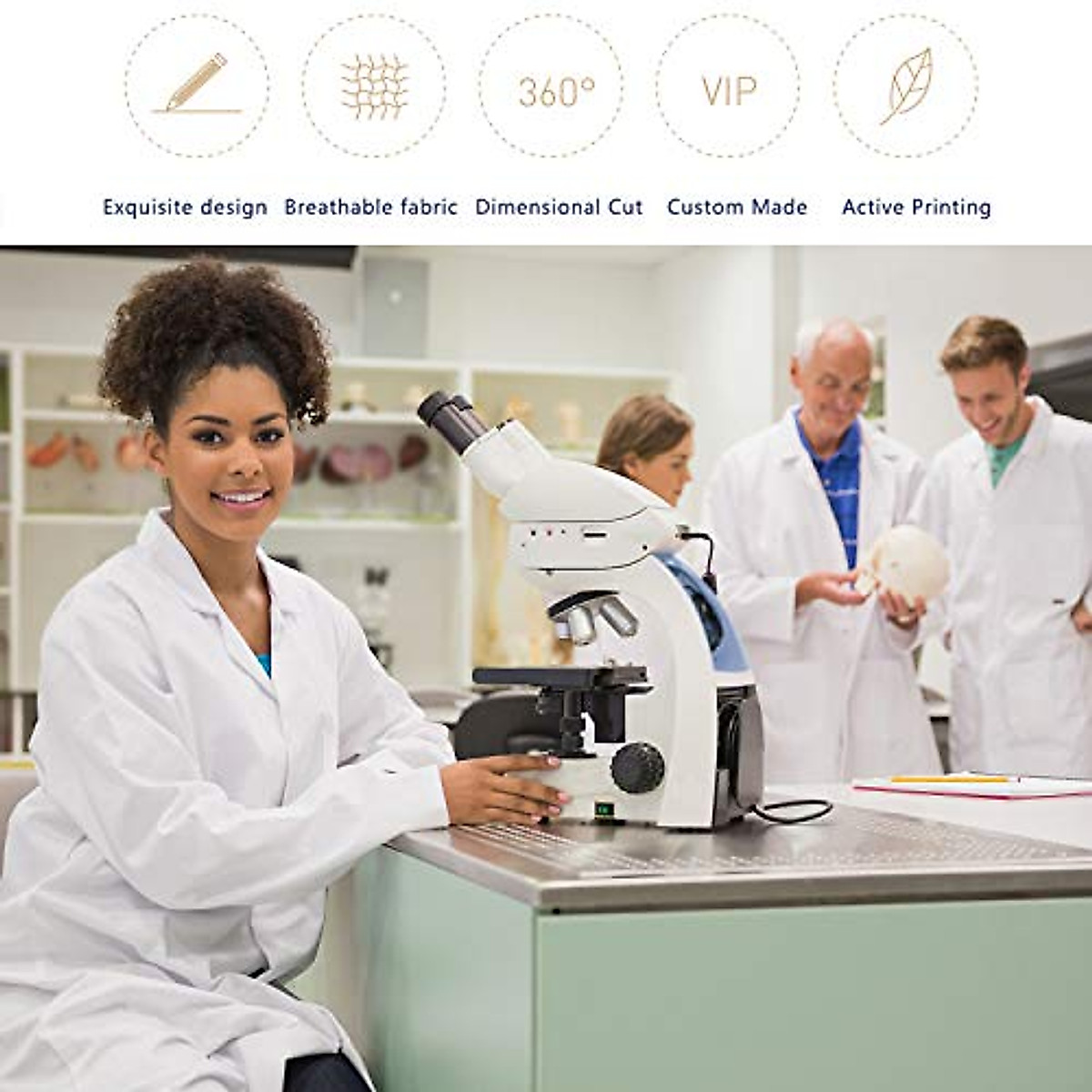 TALVANIA Lab Coat Women White Long Sleeve Uniform Lab Coats Cotton Laboratory Doctor Nurse Coat (X-Large)