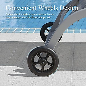 Domi Chaise Lounge Outdoor Set of 3, Lounge Chairs for Outside with Wheels, Outdoor Lounge Chairs with 5 Adjustable Position, Pool Lounge Chairs for Patio, Beach, Yard, Turquoise Blue