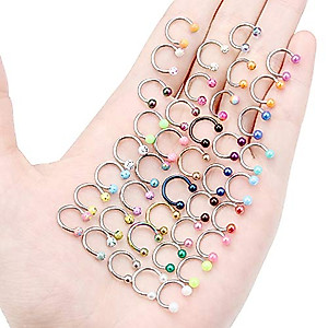 Vsnnsns 16G Surgical Steel Horseshoe Nose Septum Rings Piercing Jewelry Cartilage Helix Tragus Earring Studs Hoop Lip Horseshoe Ring Piercing Jewelry Retainer for Women Men 8mm