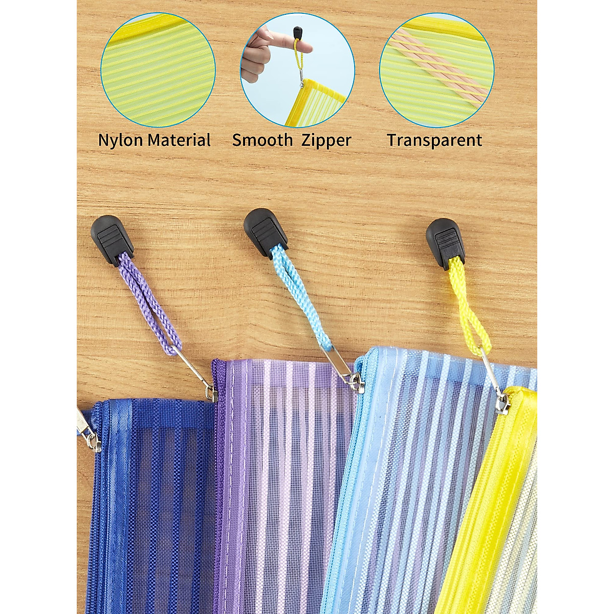 JARLINK 20 Pack 10 Colors Zipper Mesh Pouch, Zipper Bag Multipurpose Travel Bags for Office Supplies Cosmetics Travel Accessories Multicolor