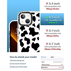 GULTMEE [3 in 1 Designed for iPhone 13 Case Cow Print with Built-in Bumper Shockproof Protective Phone Case Cover for iPhone 13 Cases 6.1" Tempered Glass Screen Protector + Camera Lens Protector