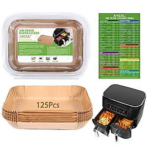 (125PCS) Air Fryer Liners, Air Fryer Disposable Paper Liner for Ninja Dual Air Fryer, Ninja Air fryer accessories,air fryer liners rectangle 8.6''*5.5'', Air fryer Parchment Paper For Ninja