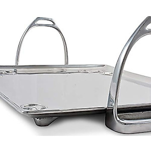 Arthur Court Horse Stirrup Metal Serving Tray for Serving Food, Snacks, Desserts Stackable Platter to Form Tier Cheese Stand - Silver Equestrian Style 12 inch x 17.5 inch