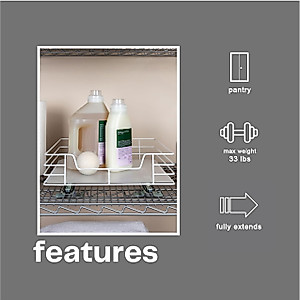 Household Essentials 1516-1 Glidez Undersink Sliding Organizer | Pull Out Cabinet Shelf | White | 15-Inch