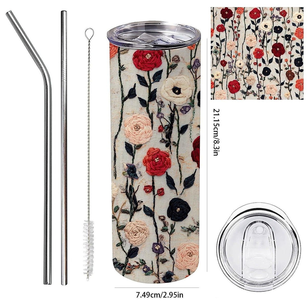 Medpol roses insulated tumblers coffee cup Gift，roses Drinking Glasses-Tea Cup-Coffee Mug tumbler with lid and straw 20 oz insulated tumbler cups