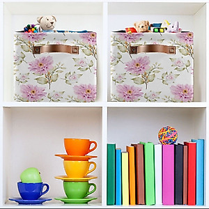 Burbuja Floral Summer Storage Basket - 2 Pack Collapsible Storage Bins Large Closet Organizer Fabric Baskets for Clothes, Home, Office, Shelves