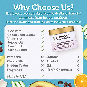 Era Organics Advanced Vitamin C Face Cream - Brightening and Nourishing with Jojoba Oil, Kakadu Plum for Fine Lines, Wrinkles