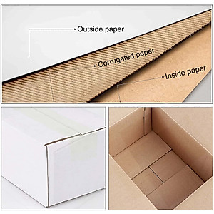 Calenzana 7x5x4 Inches Shipping Boxes Pack of 25, White Cardboard Corrugated Box for Mailing Packing and Storage