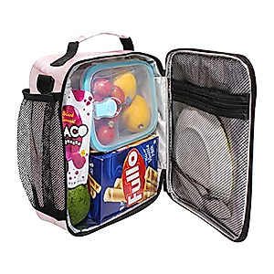 Lunch Bags for Boys Girls, Pink Marble Pattern Reusable Insulated Lunch Box Thermal Meal Tote Kit, Lunch Cooler Bag Organizer with Adjustable Shoulder Strap