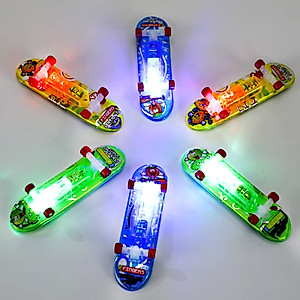 6Pcs Light up Finger Toys Professional Finger Skateboard, Mini Skateboard Fingerboards for Creative Fingertips Movement, Novelty Toys for Adults and Kids Boys Girls Gifts