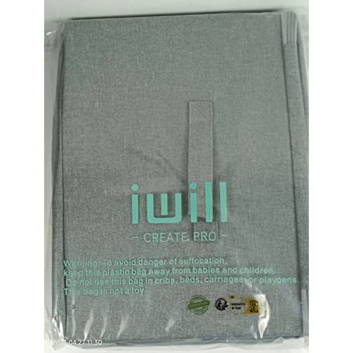 iwill CREATE PRO Folding Storage Box with Zip Lid and Handles, Storage Basket With Linen Fabric, Closet Shelf Drawers,Dark Gray, 2 pcs