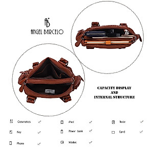 Angel Barcelo Purses and Handbags Women Tote Shoulder Bag Top Handle Satchel Hobo Bags Fashion Washed Leather Purse Brown
