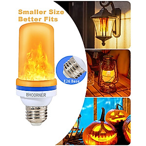 BHCORNER Smaller Size LED Flame Effect Light Bulbs - Halloween Decorations Outdoor Light Bulbs,E26/E27 Base Christmas Flickering Light Bulbs,Halloween Deco Night fire Light Bulb (2 Pack)