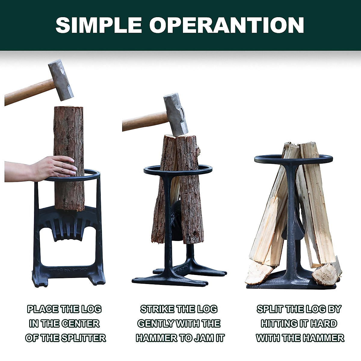 AIOMNPO XL Kindling Splitter, 10.2 Inch One-Piece Molding Firewood Splitter, 18lbs Heavy Duty Log Splitter for Wood………