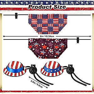 4 Pcs 4th of July Bearded Dragon Hats Lizard Bandanas Lizard Bowler Hat and Scarf, Independence Day Guinea Pig Clothes Independence Day Bearded Dragon Clothes Accessories for Reptile Lizard Gecko