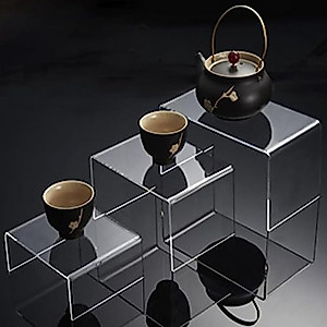 Acrylic Risers For Display,Rectangle Acrylic Risers Display Stand,6 Pc clear Acrylic Display Risers, For Food Parties Buffet Risers Puppet Collectible Display And Perfume Shelf Acrylic Organizers