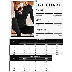 Ekouaer Women's Thermal Underwear Sets Micro Fleece Lined Long Johns Base Layer Thermals 2 Pieces Set Black M