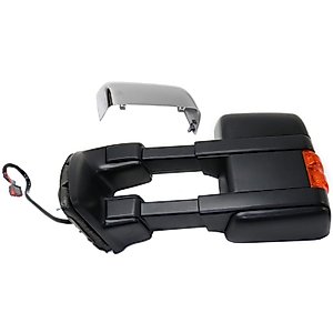 Kool Vue Driver Side Power Heated Towing Mirror for Ford F-250 F-350 Super Duty 2010-2016 Power Fold With Signal Light & Memory; Without Blind Spot Monitor Auto Extend with 2 Caps