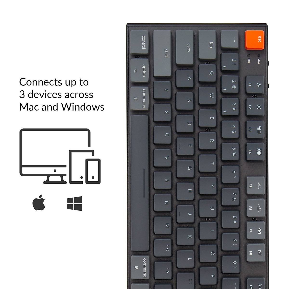 Keychron K1 RGB Hot-swappable Tenkeyless Layout Ultra-Slim Wireless Bluetooth/Wired USB Mechanical Keyboard for Mac Windows with Low-Profile Keychron Optical Mint Switch Full Aluminum - Version 5