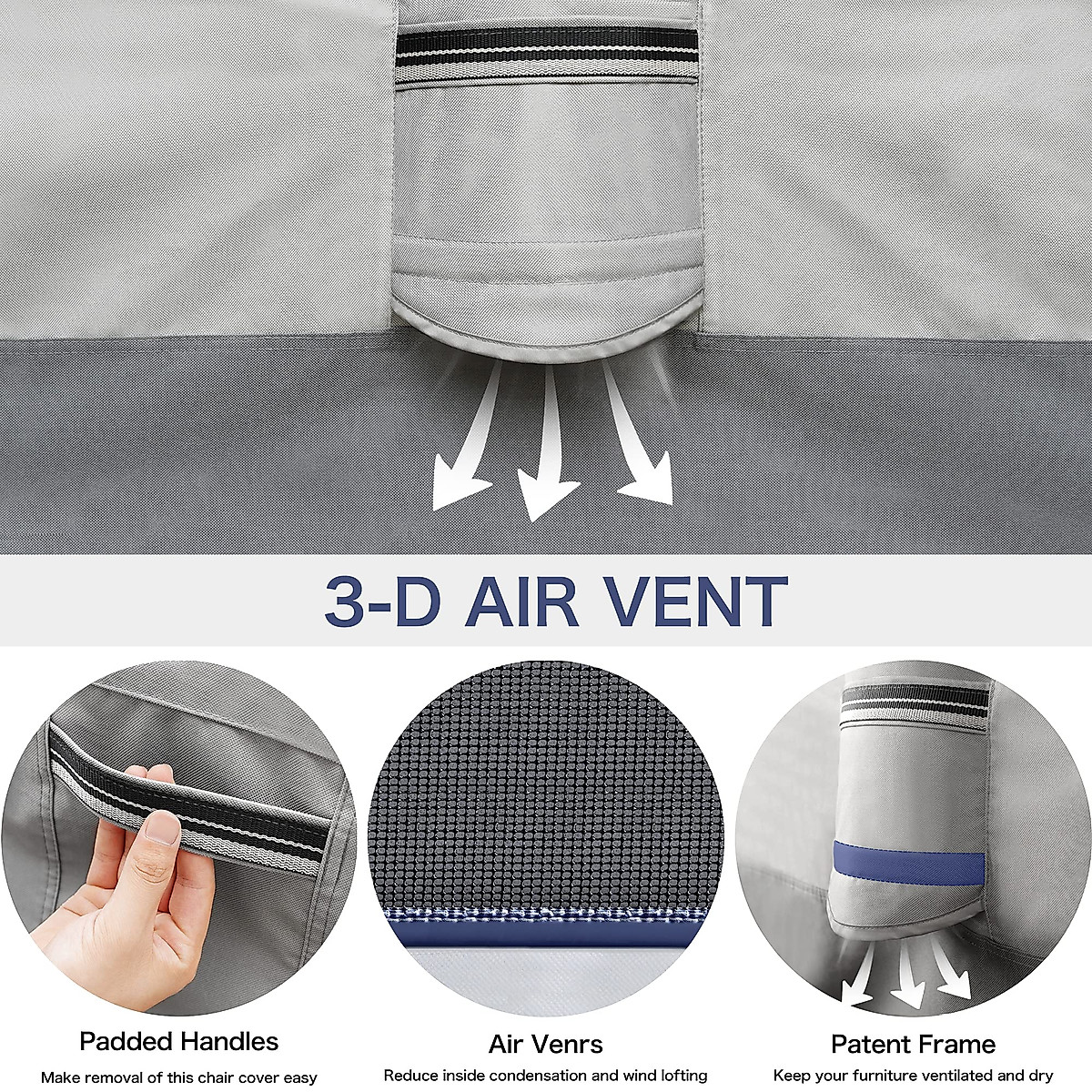 MIENNES Patio Chair Covers for Outdoor Furniture, 600D Heavy Duty Waterproof Outdoor Chair Covers, Heavier Material, More Coverage Area, 35W x 40D x 31.5H Inches, 2 Pack, Grey