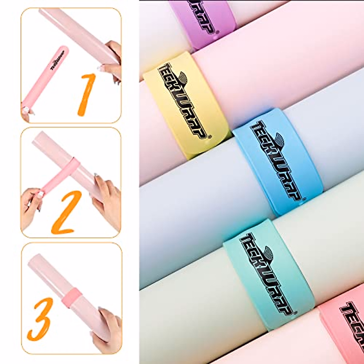TECKWRAP Vinyl Roll Holder Craft Vinyl Storage Organizer - Silicone Slap Bracelets For Kids 6 Pcs/Set Slap Bands Wristband for School Party Home Decor DIY Adhesive Vinyl HTV Iron-on Wallpaper