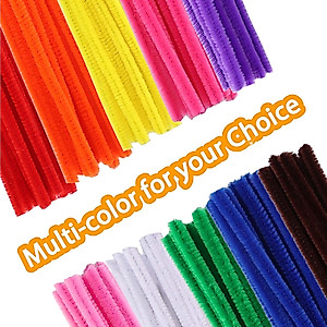 Caydo 100PCS Pipe Cleaners in 10 Colors, Multi-Color Chenille Stems Craft Supplies for Creative DIY Art and Crafts Decorations (6 mm x 12 Inch)