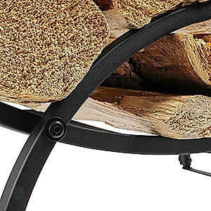 Juvale 3-Foot Curved Firewood Rack for Indoor Outdoor (Black)