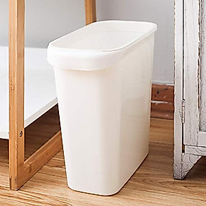 2Pcs Slim Narrow Wastebasket Under Desk Trash Can Corner Garbage Container Bin with Handle for Home Office(White)