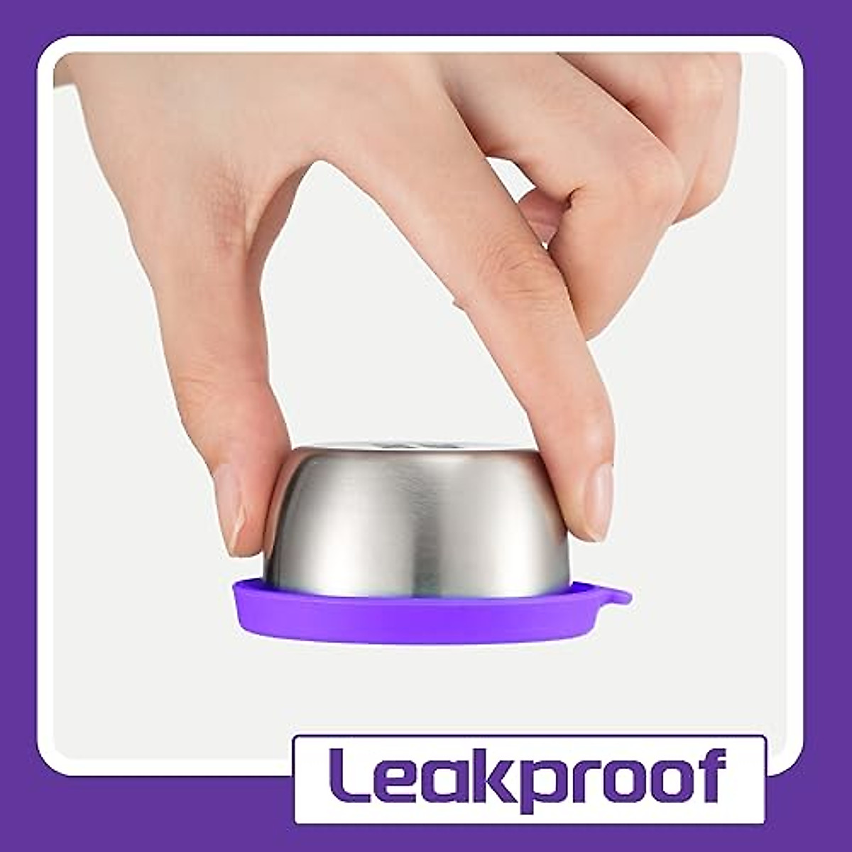 Suttmin 4 Pcs Stainless Steel Bento Box Set, Lunch Containers 3 Sections Portion Control Containers 3 Pcs Mini Stackable Condiment Containers for Lunch Box (Purple,6.5 x 4.92 x 2.44 Inch)