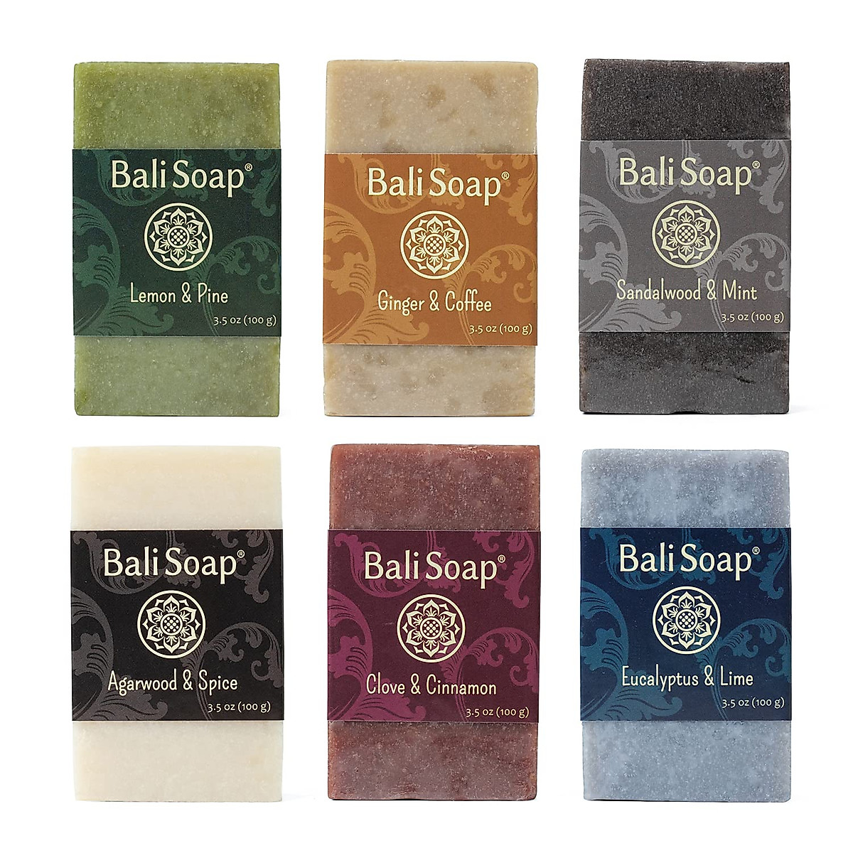 Bali Soap - Masculine Collection Natural Soap Bar, All Natural Mens Soap, Bath Soap & Luxury Gift for Men - Vegan & Handmade Soaps for Face, Hand & Body, 6pc 3.5 Oz Each