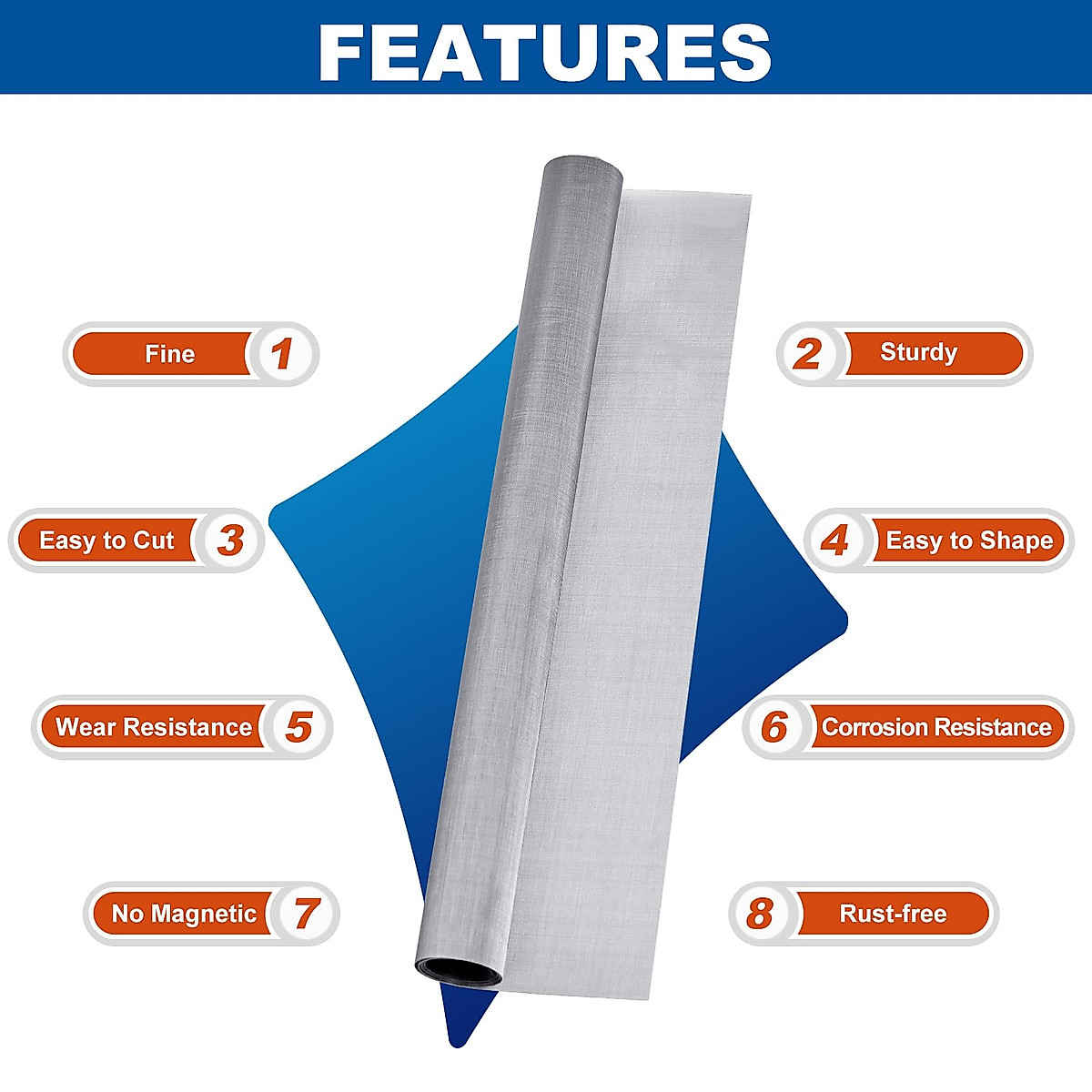 ARRITZ Woven Wire 120 Mesh 304 Stainless Steel for Filter Mesh, Filtration Cloth, 11.81x47.24inch