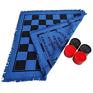 SEETOOOGAMES Giant Checkers Board Game - Large 3 in 1 Reversible Checker Rug Game Tic Tac Toe Game for Kids Adults and Family Indoor Outdoor Activities - Blue