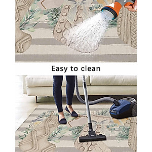 Christmas Stockings Outdoor Rugs for 5'x8' Patios Clearance, RV Camping Mat Rug Portable Outside Rug Indoor Outdoor Area Rug Mat for Beach Deck Pool Eucalyptus Leaves Rustic Stripes