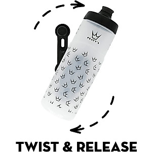 Peaty's Fidlock Lockin Magnetic Bike Water Bottle & Mount, Topo/Clear, 600 ml/ 20 oz.