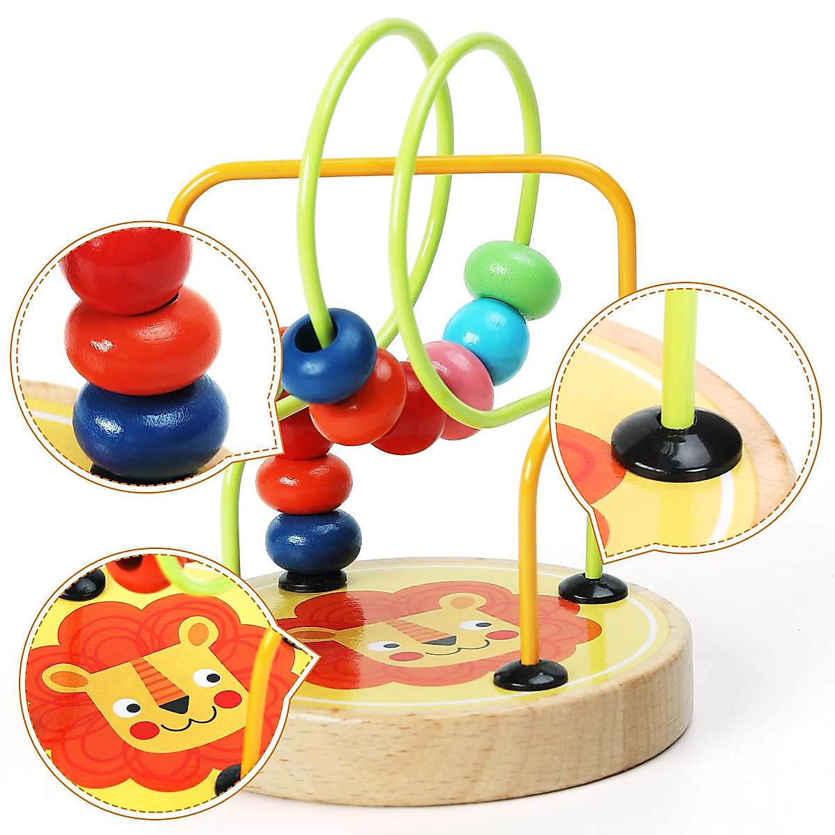 AISHUN Bead Maze Toy for Toddlers Wooden Colorful Roller Coaster Educational Circle Toys Learning Preschool Toys Birthday Gift for Boys and Girls