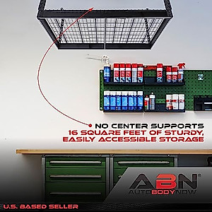 ABN Garage Shelving Ceiling Mounted Storage Racks - 4x4ft Ceiling Garage Storage System for Totes Decorations and More