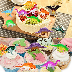MOLIDA 64Pcs Mini Dinosaur Figures, Assorted Vinyl Plastic Dinosaur Toys for Birthday Party Supplies