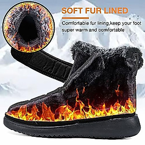 Women Snow Boots Winter Shoes with Fur Lined Warm Slip On Boots for Women Waterproof Booties Comfortable Outdoor Anti Slip Shoes